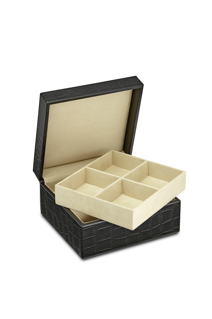 Square Leather Jewellery Box - RL860